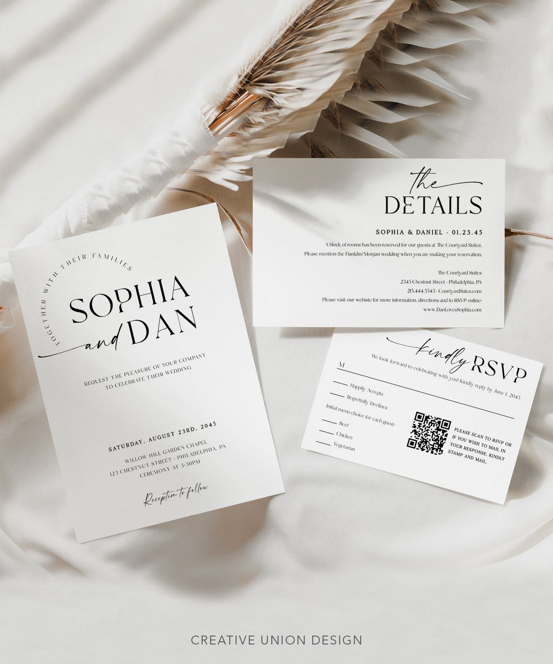 Simply Minimal Wedding Invites With QR Code, Minimalist Wedding Invite ...