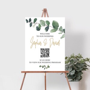 QR Code Wedding Program Template and Scannable Wedding Welcome Sign ...