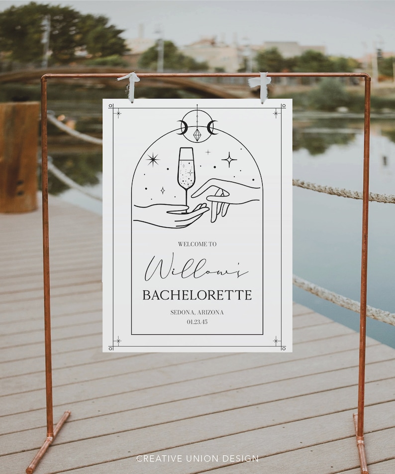 Mystical Tarot Card Editable Bachelorette Party Welcome Sign Template ...
