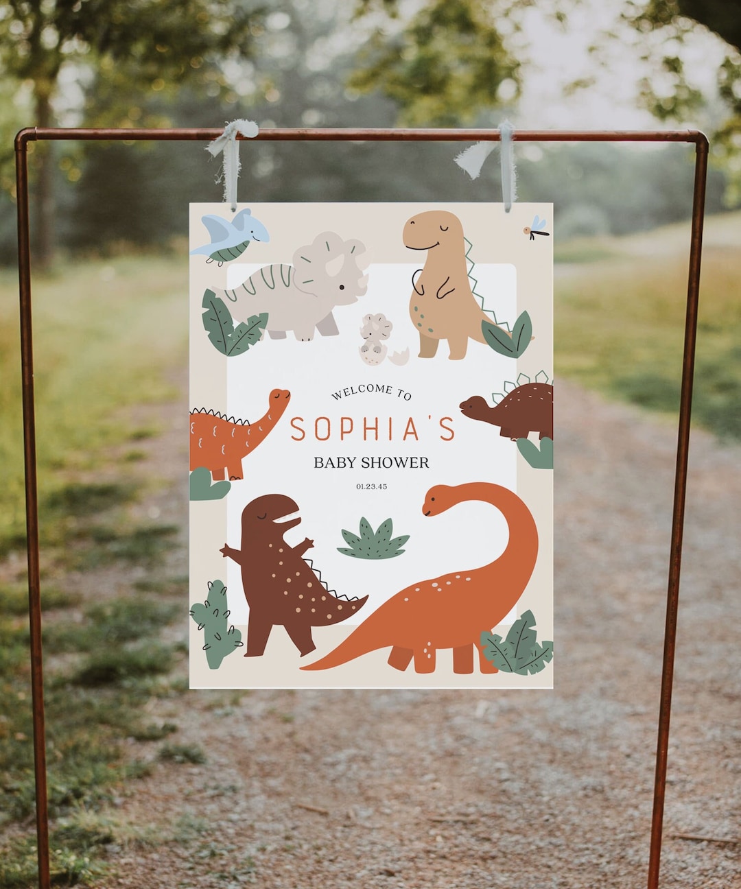 Cute Dinosaur Editable Baby Shower Welcome Sign Template, Welcome, Baby ...