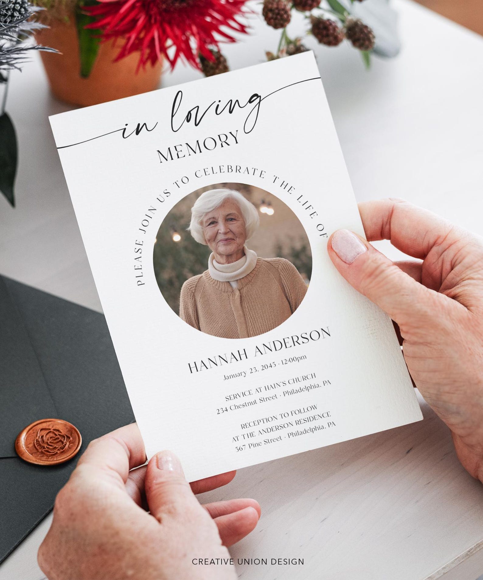 Funeral Announcement Template, Funeral Invitation, Memorial Service ...