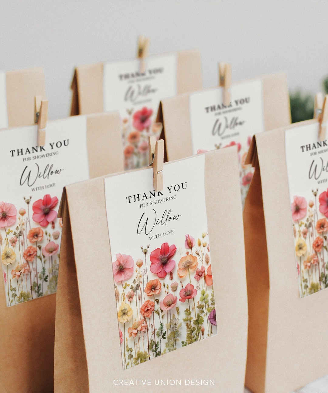 Wildflower Printable Tags, Editable Favor Tags, Bridal Shower Favor ...