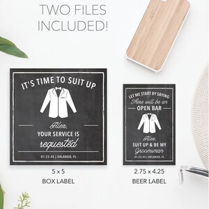 Groomsmen Proposal Beer Labels, Suit Up, Editable Personalized ...