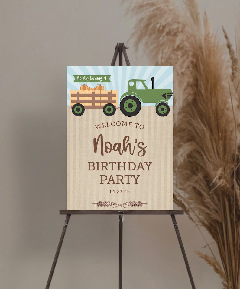 Editable Tractor Birthday Party Welcome Sign Template Welcome - Etsy