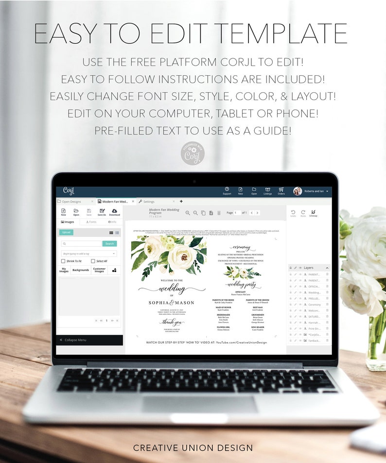 Fan Wedding Program Template Wedding Fan Programs Printable - Etsy