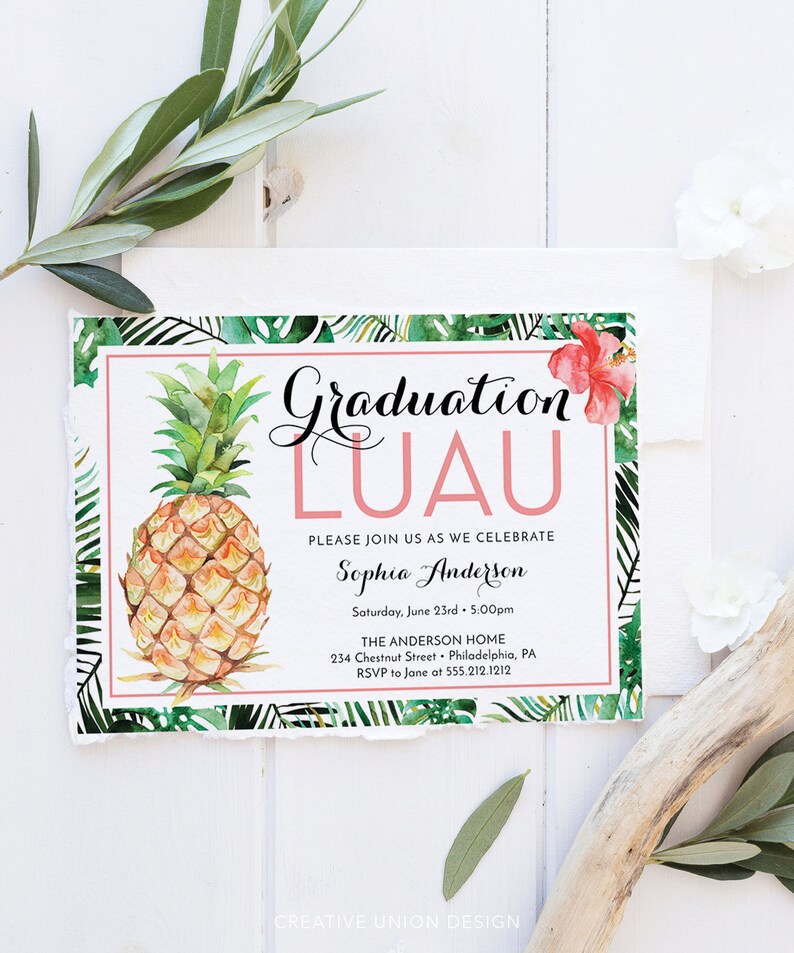 Luau Graduation Party Invite Template Graduation Invitation - Etsy
