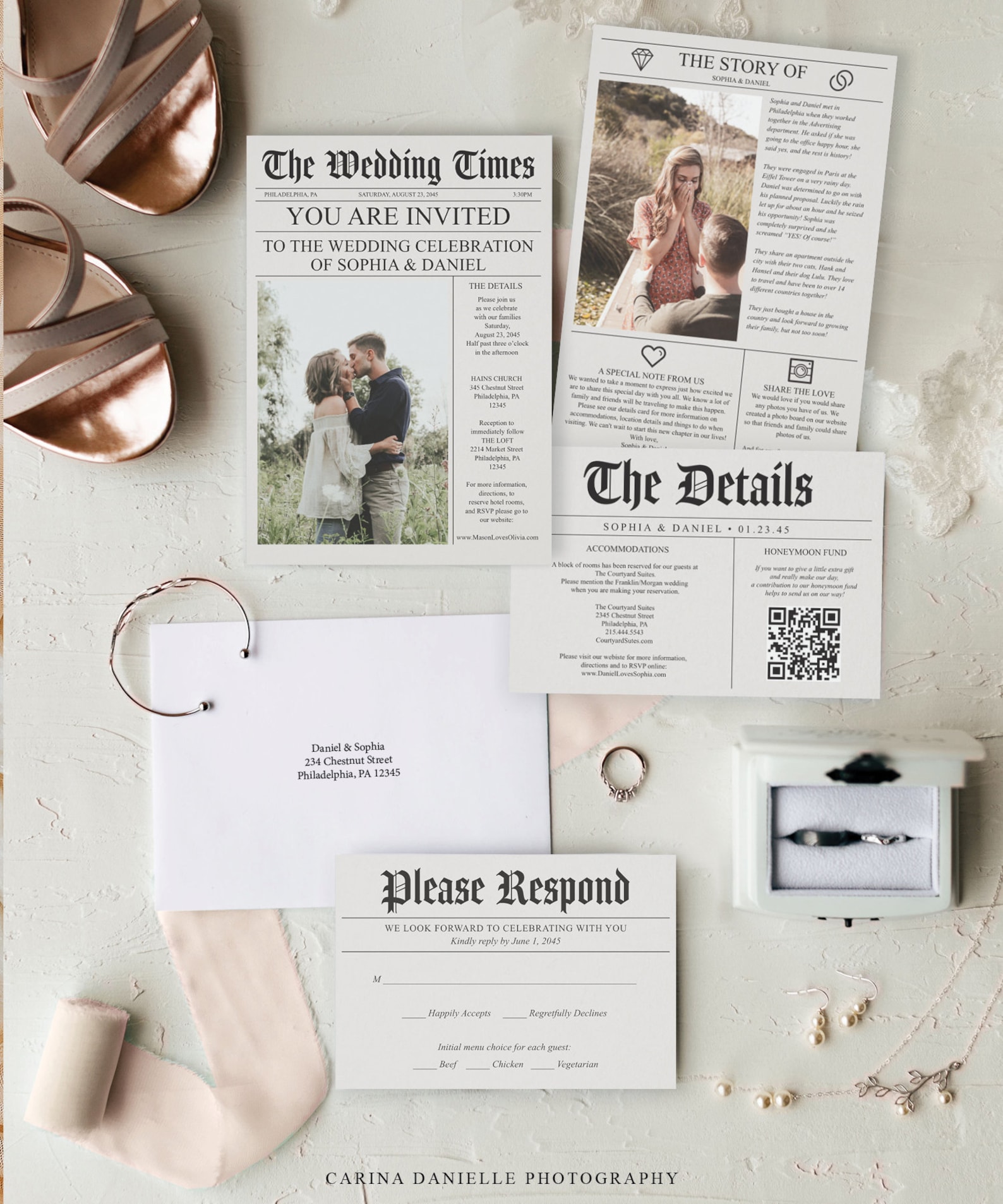 Newspaper Wedding Invitations Template Fully Editable Unique | Etsy