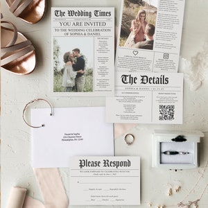 Newspaper Wedding Invitations Template, Fully Editable Unique Wedding ...