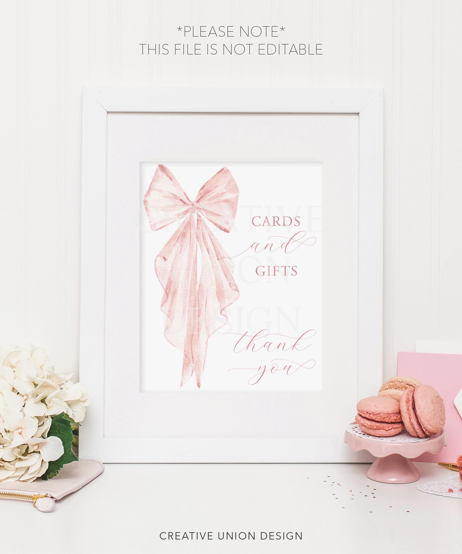 Gifts and Cards Sign, Girl Baby Shower Sign File, Printable Sign, Baby ...