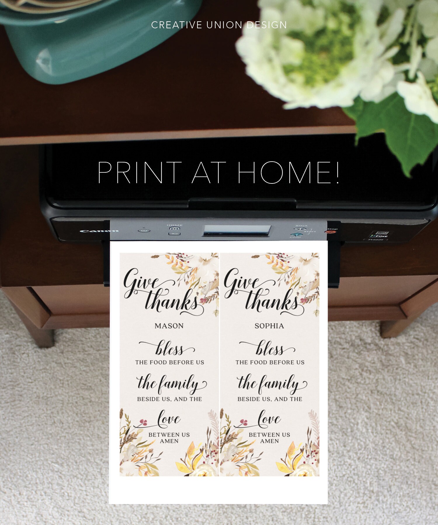 Rustic Give Thanks Place Card, Thanksgiving Prayer, Thanksgiving Table ...