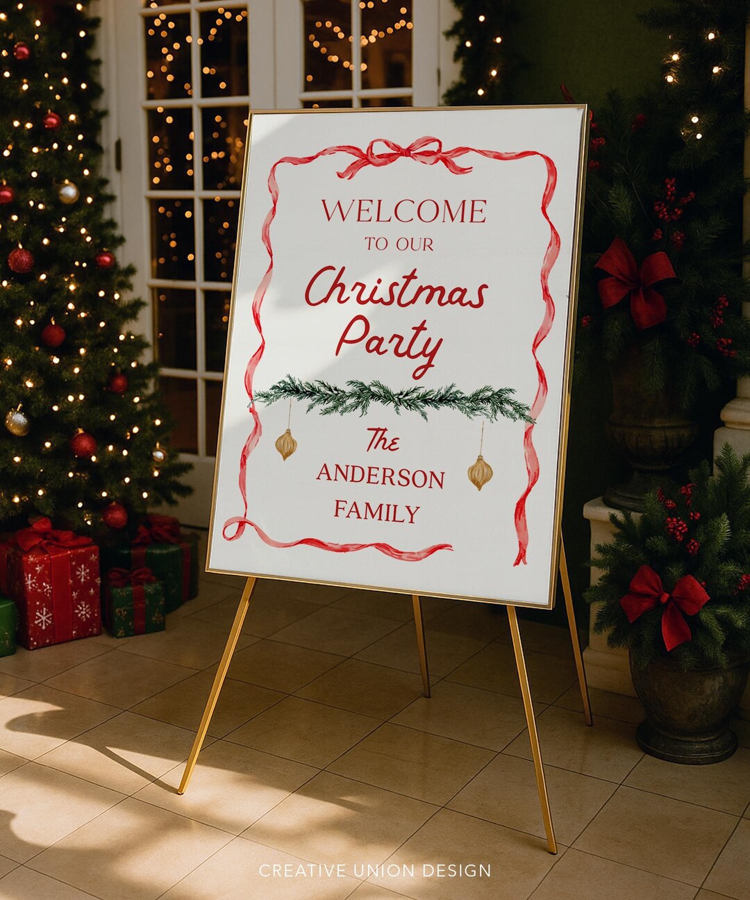 Printable Christmas Party Welcome Sign Template Cottagecore Christmas ...