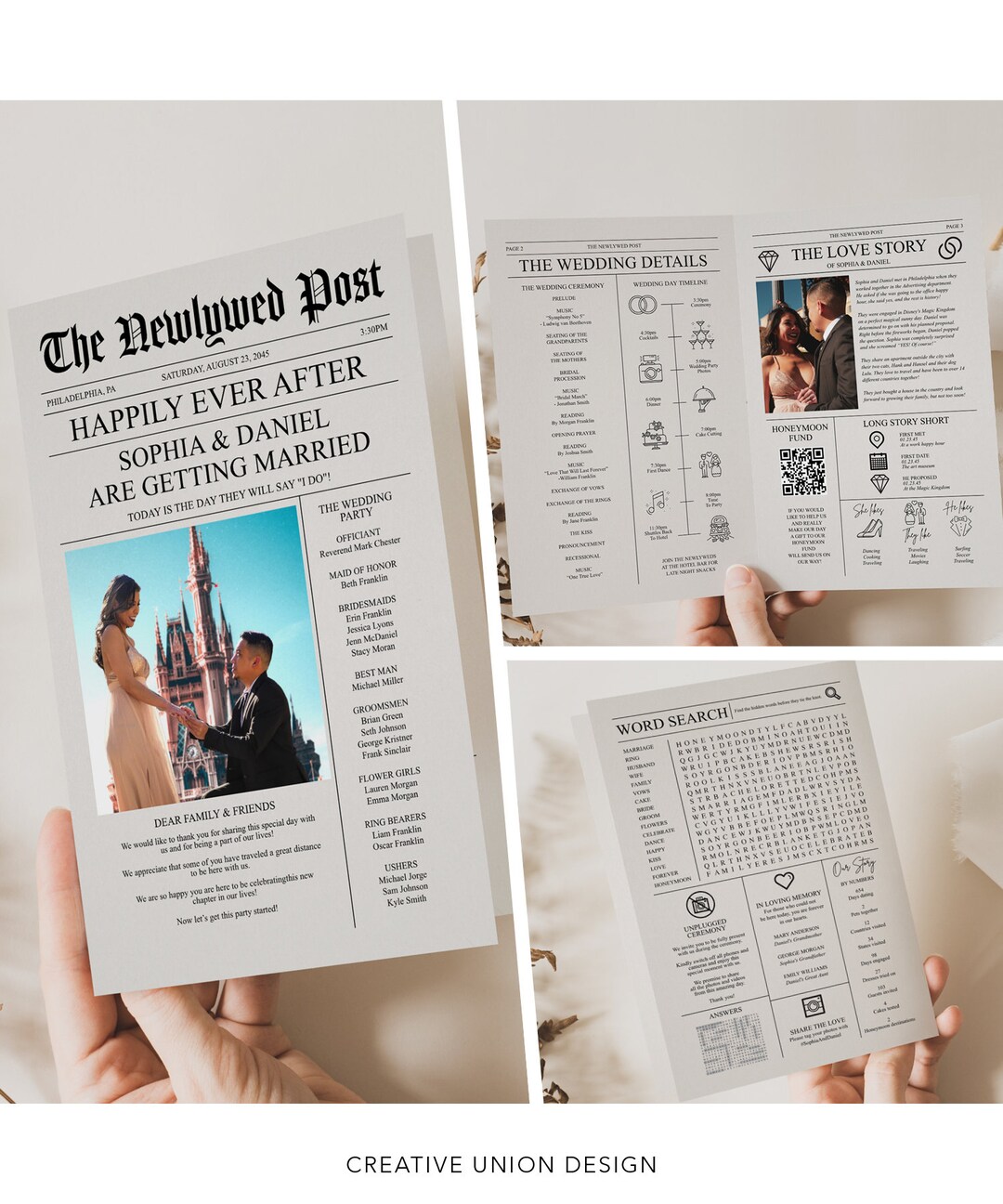 Newspaper Wedding Program Template Printable Wedding Programs - Etsy