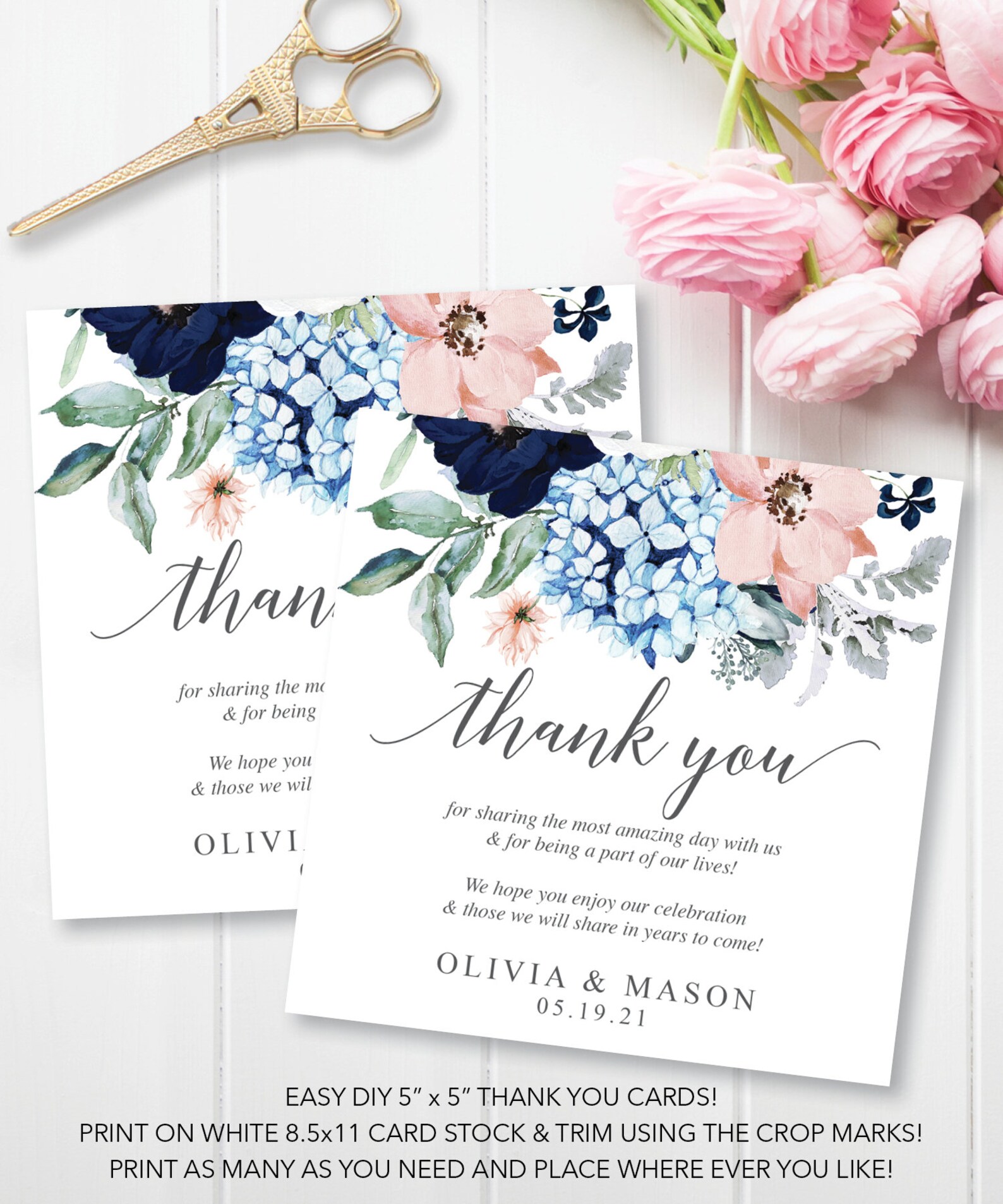 Printable Thank You Place Card Template Wedding Place Card | Etsy