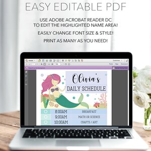 Editable Daily Schedule for Kids Mermaid Daily Routine - Etsy