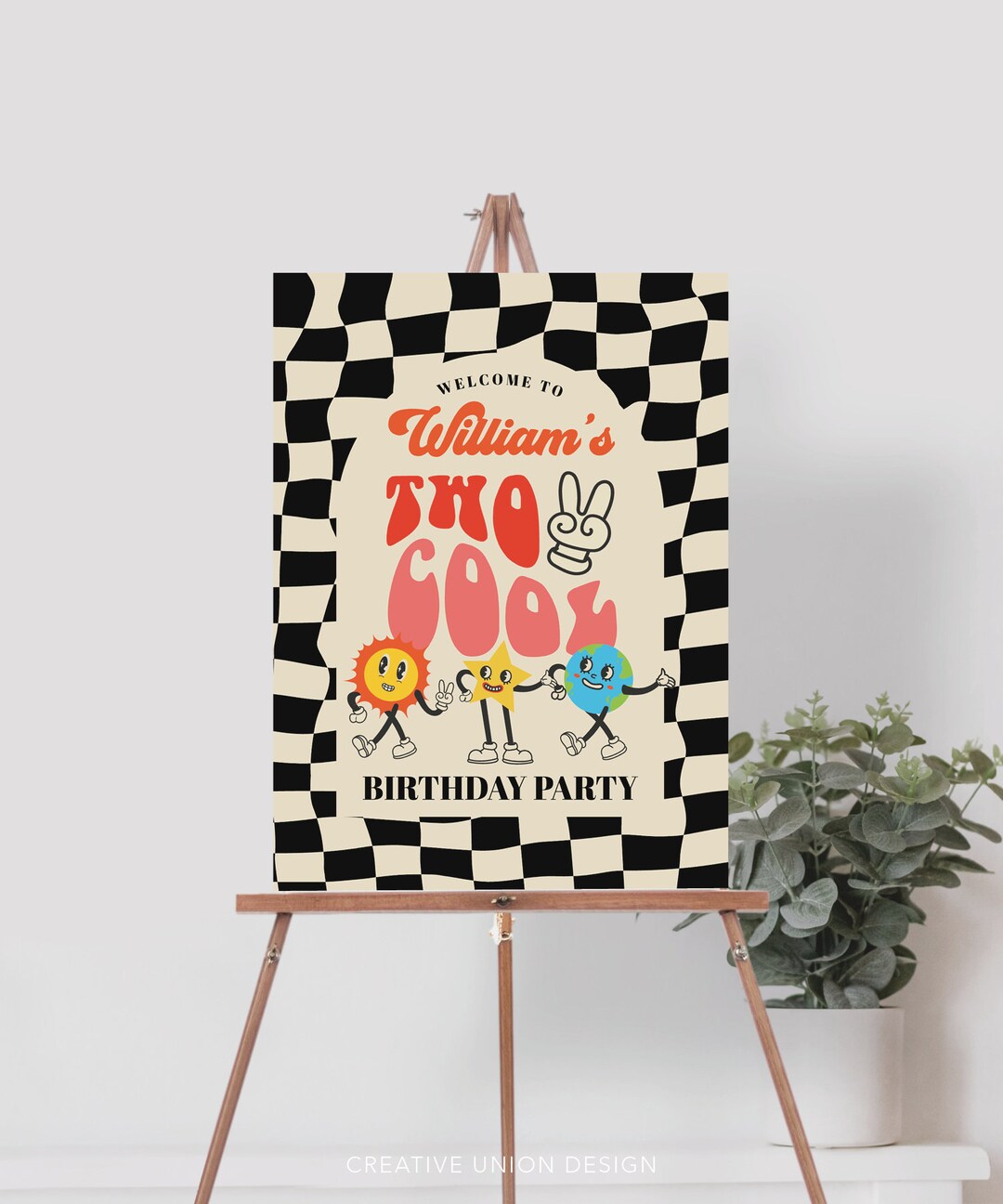 Editable Retro Welcome Sign Template, Two Cool, Welcome Boy Birthday ...