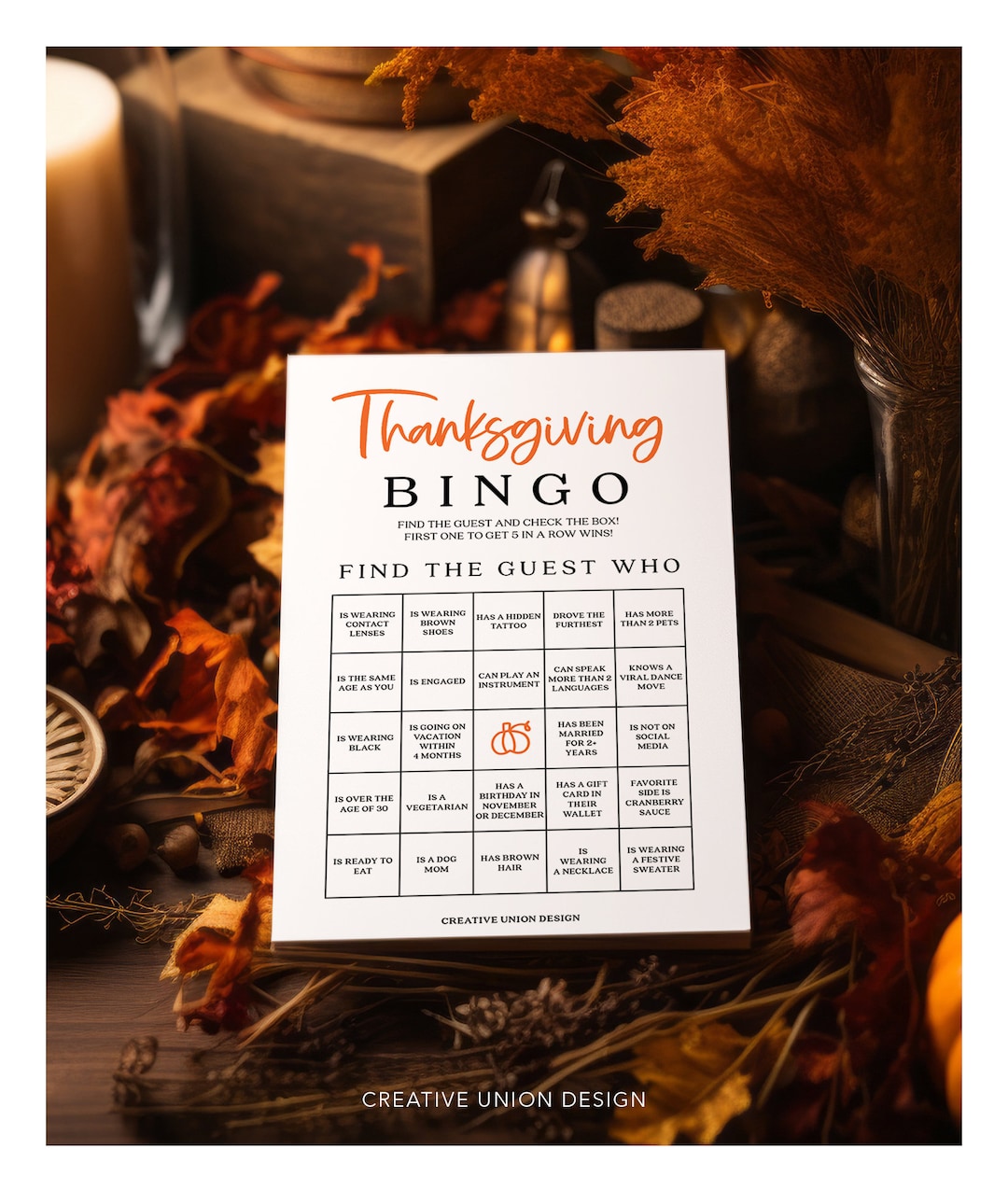 Thanksgiving Game Printable, Find the Guest Bingo Game, Thanksgiving ...