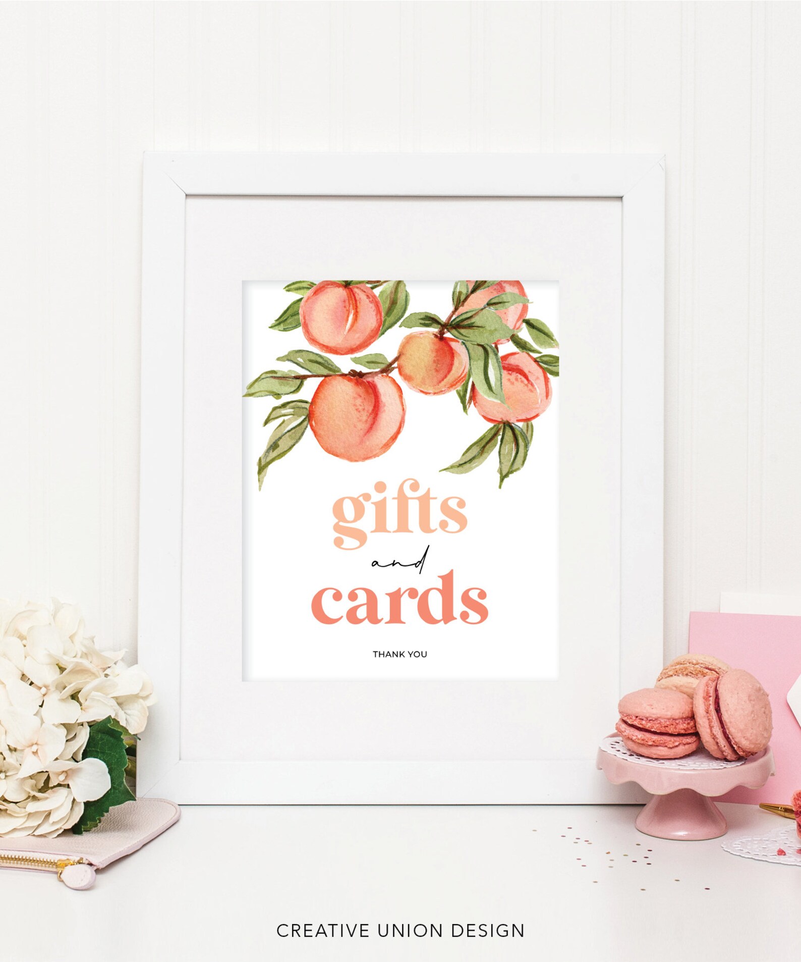 Peach Gifts and Cards Sign, Baby Shower Sign File, Printable Baby ...