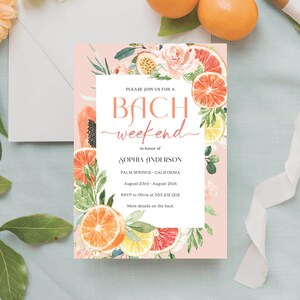 Tropical Citrus Bachelorette Weekend Invitation and Itinerary, Lemon ...