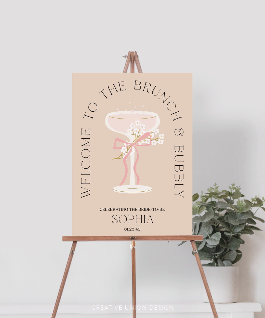 Editable Brunch and Bubbly Welcome Sign Template, Printable Bridal ...