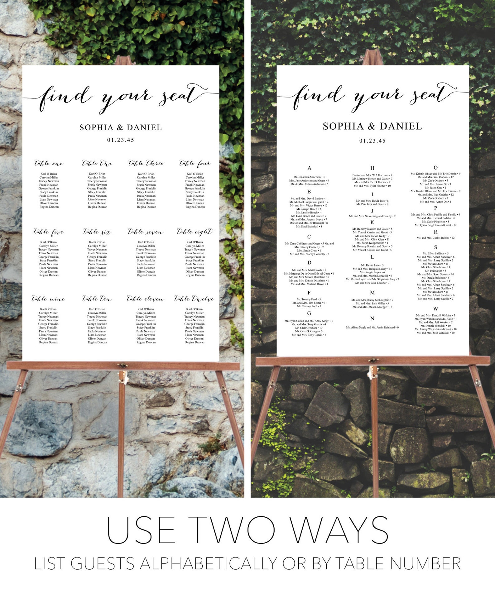 Wedding Seating Chart Template Printable Table Arrangement - Etsy