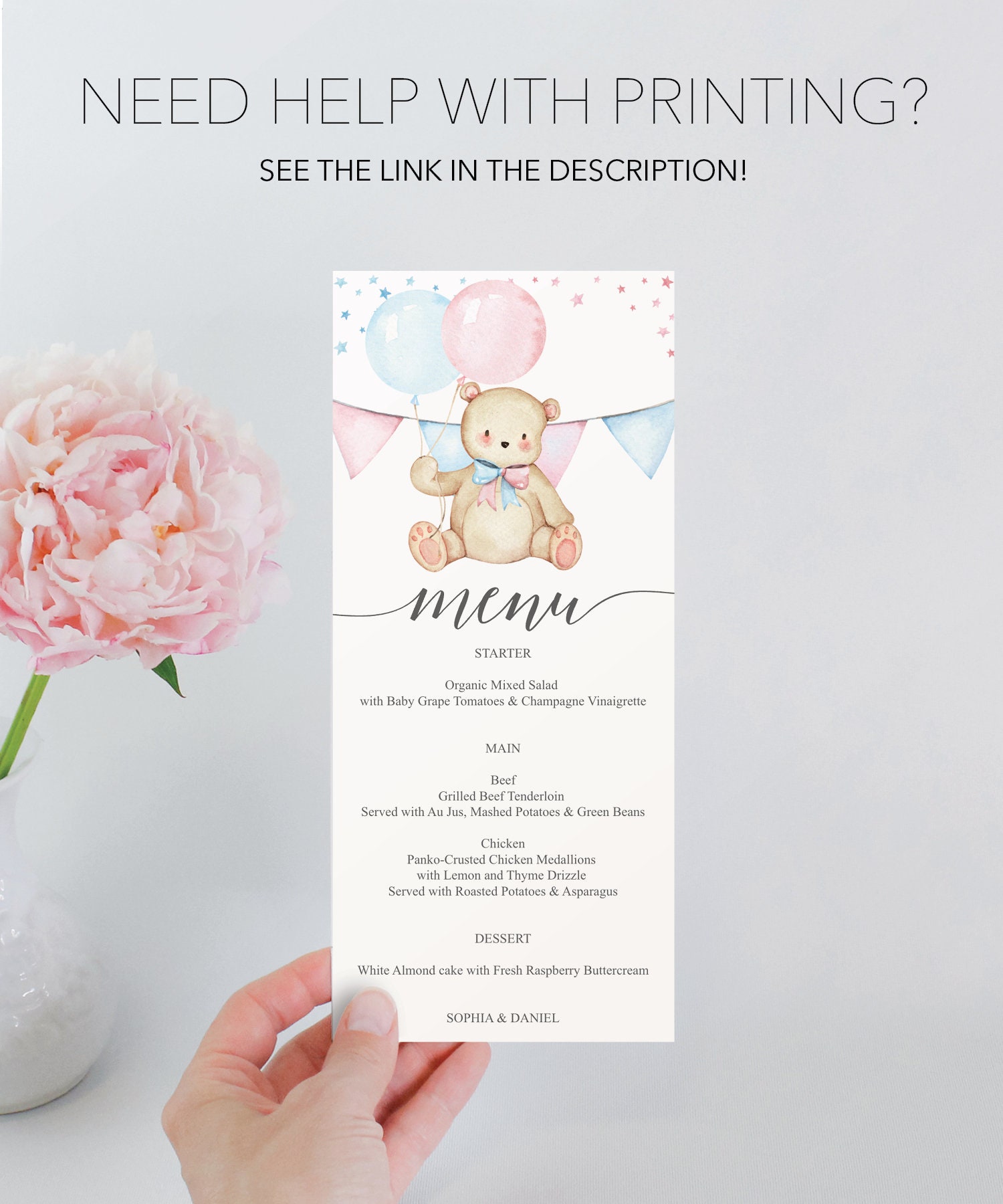 Gender Reveal Menu Template Printable Menu Editable Menu - Etsy Canada