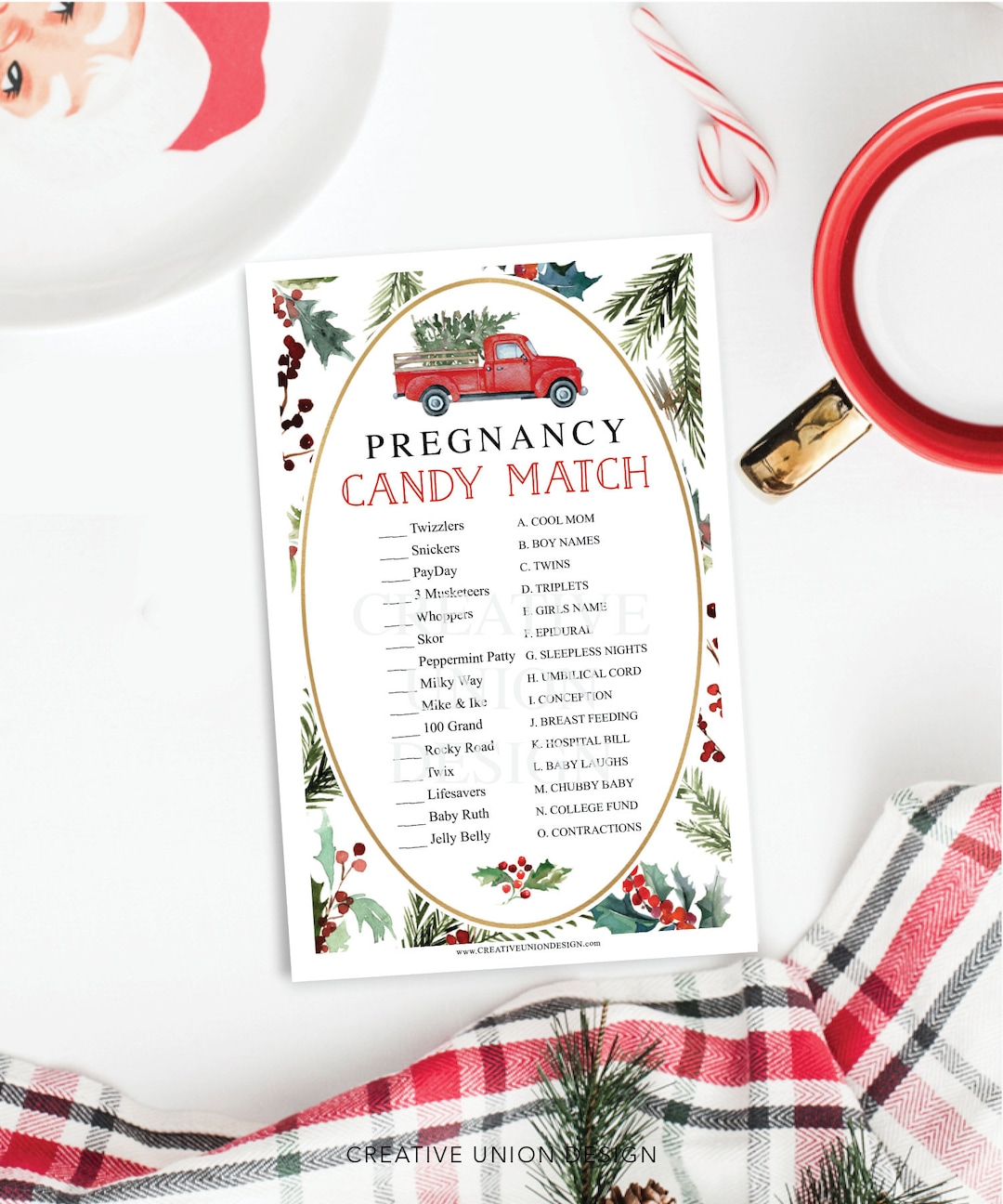 Rustic Baby Shower Game, Printable Candy Match Game, Red Truck, Baby ...