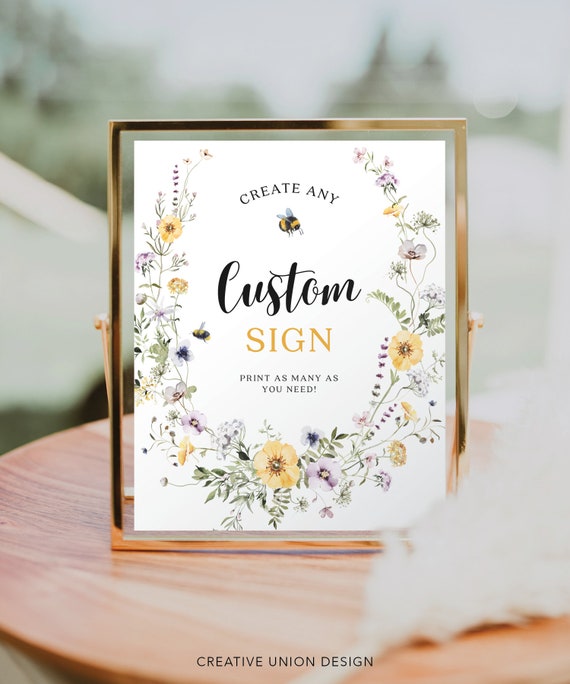 Yellow Wildflower Editable Custom Sign Template, Custom Baby Shower ...