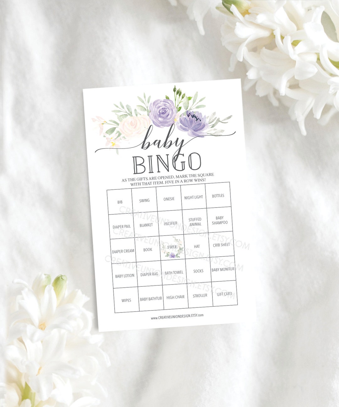Baby Shower Bingo - 60 Unique Game Sheets - Baby Shower Games - Baby ...