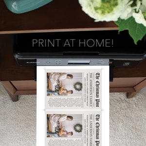 Newspaper Christmas Cards With Photo, Holiday Card Template, Holiday ...