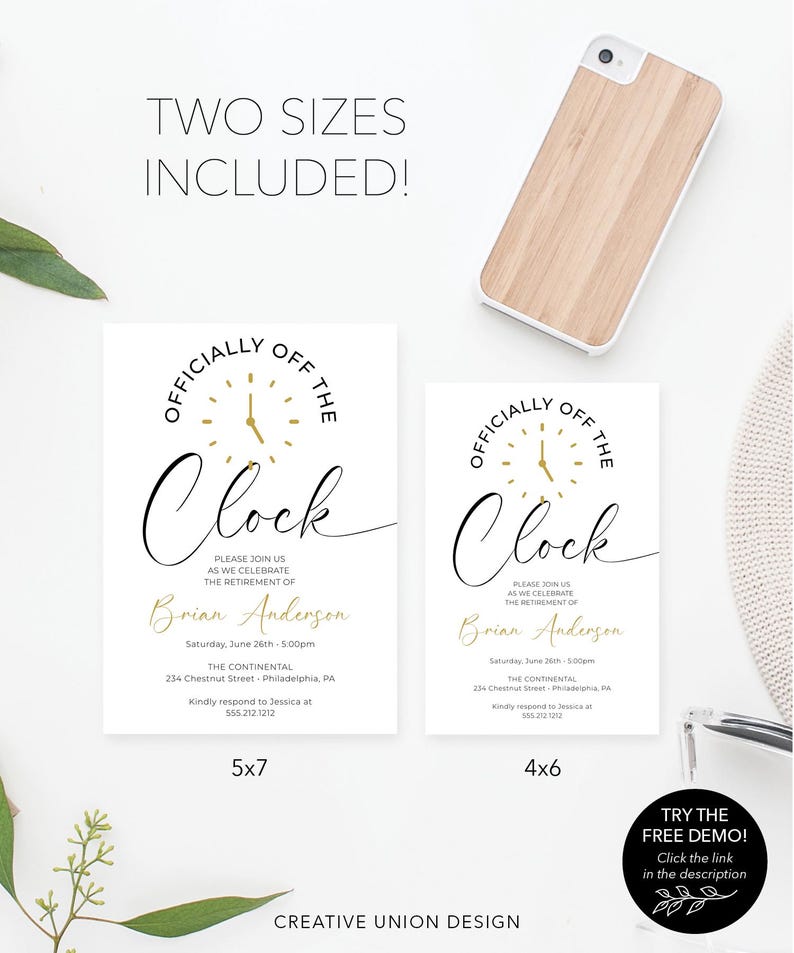 Funny Retirement Party Invitation Template off the Clock Retirement ...