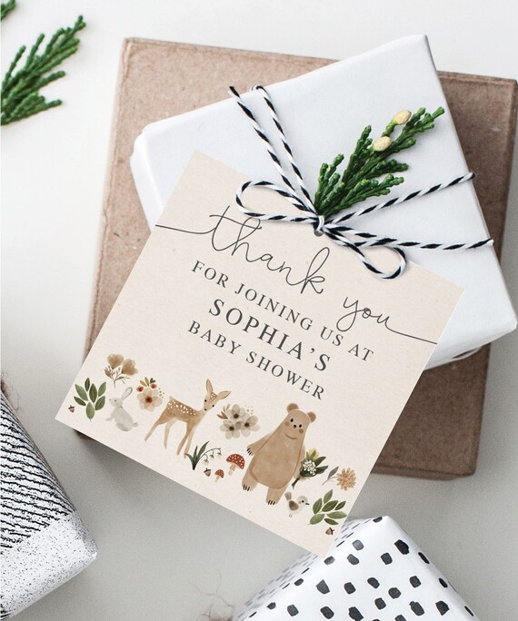 Boho Woodland Printable Thank You Tag Favor Tag DIY Favors | Etsy