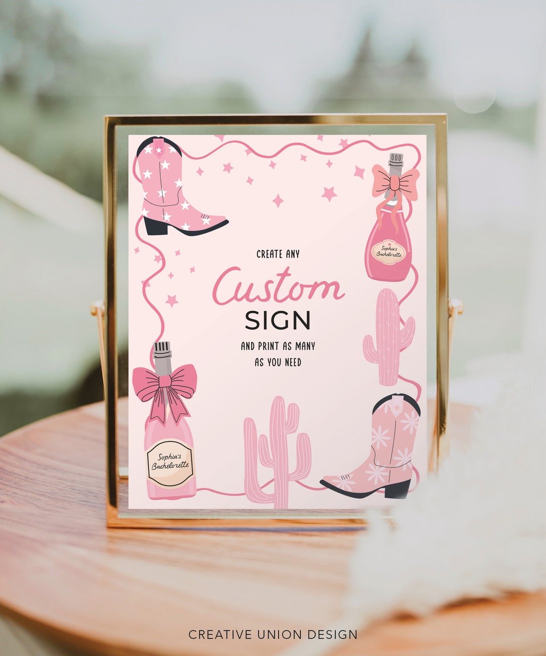 Boots and Bubbly Custom Sign Template, Editable Bachelorette Party Sign ...