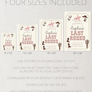 Editable Last Rodeo Bachelorette Party Welcome Sign (digital Download ...