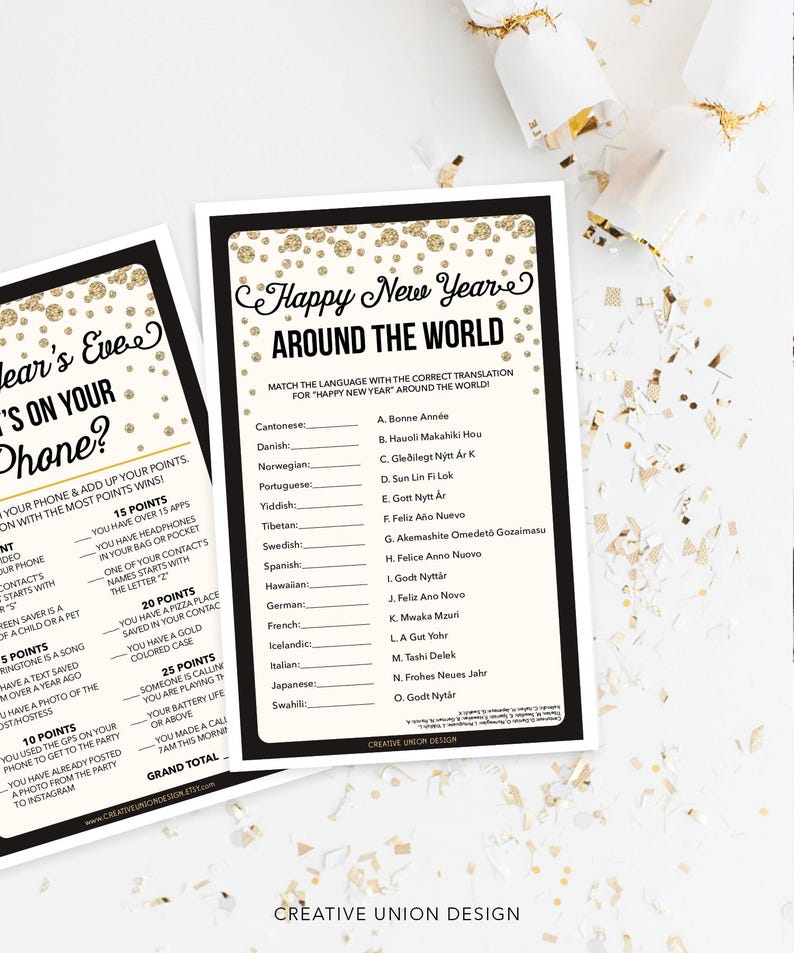 Printable New Year's Eve Games Bundle: Bingo and More (instant Download ...