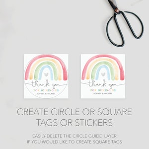 Boho Rainbow Thank You Stickers Template, Favor Tags, Wedding Printable ...