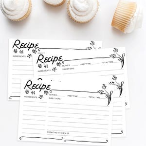 Hand Drawn Recipe Card Printable, Printable Recipe Card, Bridal Shower ...