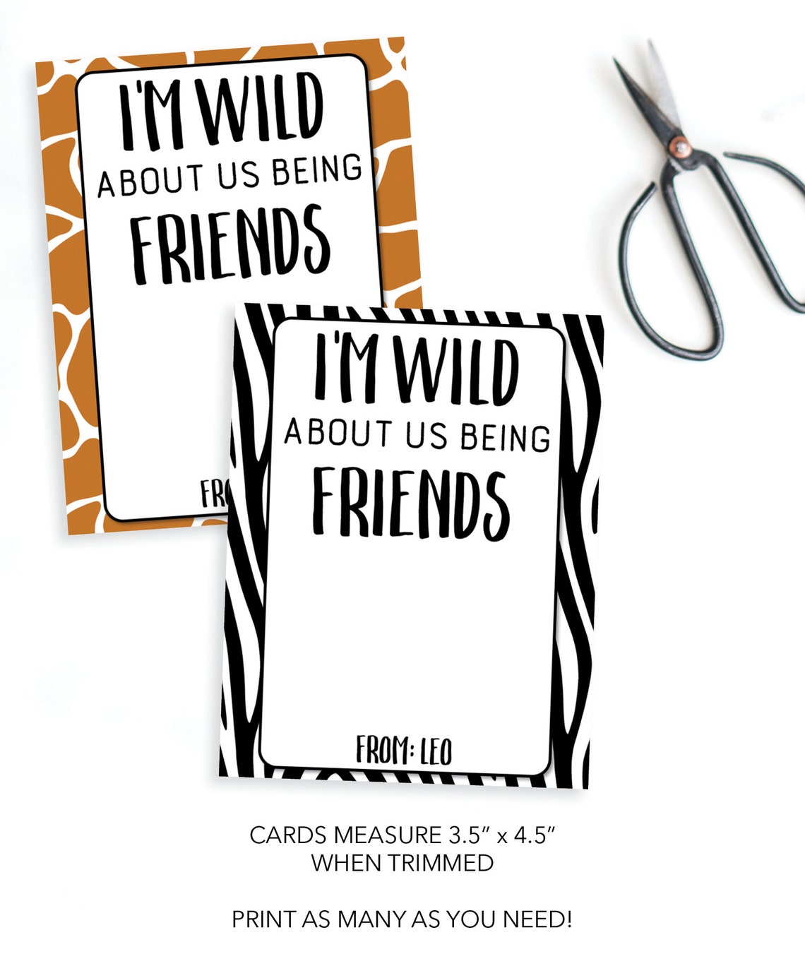 Animals Valentines Day Cards for Kids Printable Wild Animal Valentine's ...
