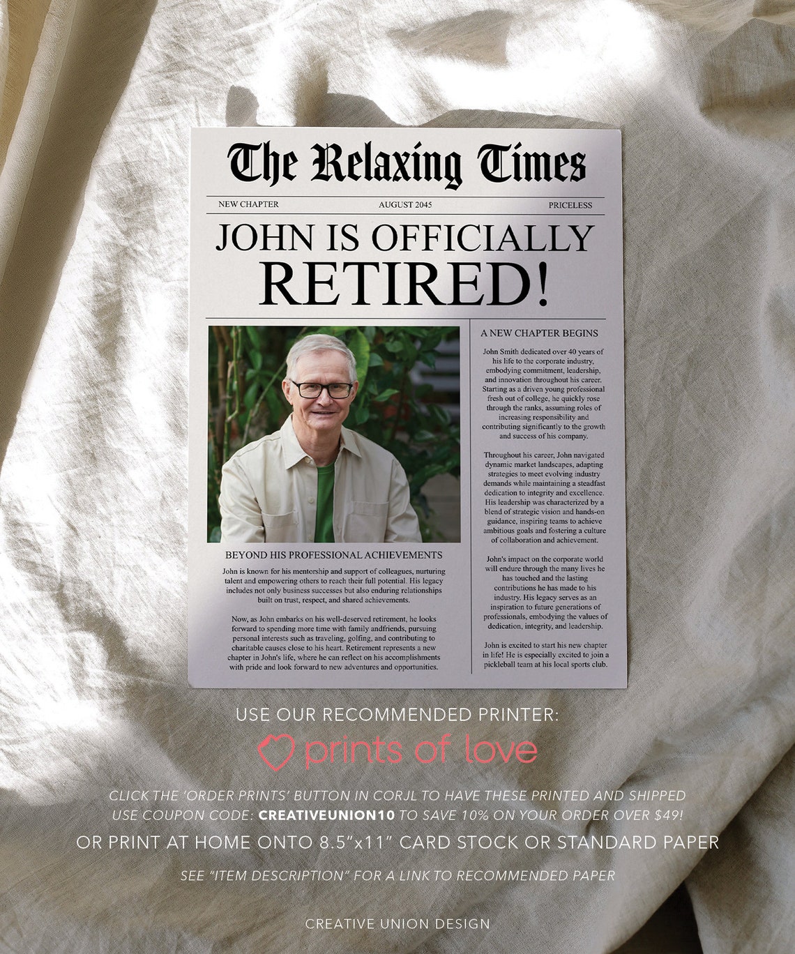 Editable Retirement Newspaper Template, Printable Newspaper, Retirement ...