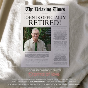 Editable Retirement Newspaper Template, Printable Newspaper, Retirement ...