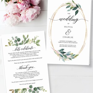 Folded Wedding Program Template Printable Greenery Wedding | Etsy