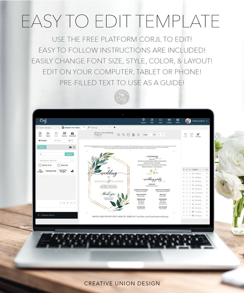 Fan Wedding Program Template Printable Wedding Fan Program - Etsy