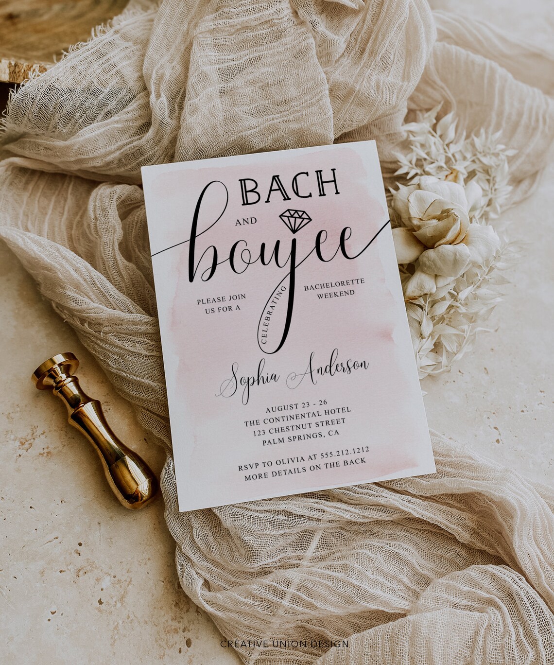 Boujee Bachelorette Party Invitation and Itinerary Template, Bach and ...