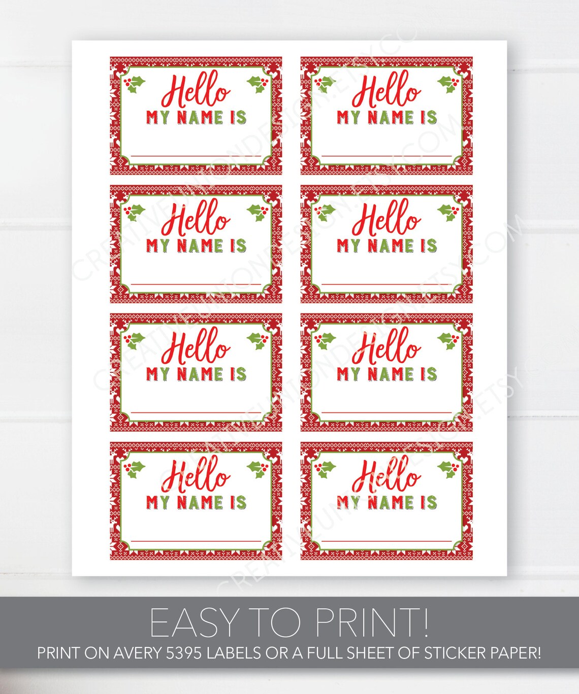 Ugly Sweater Party Printable Name Tags - Name Tags - Ugly Christmas ...