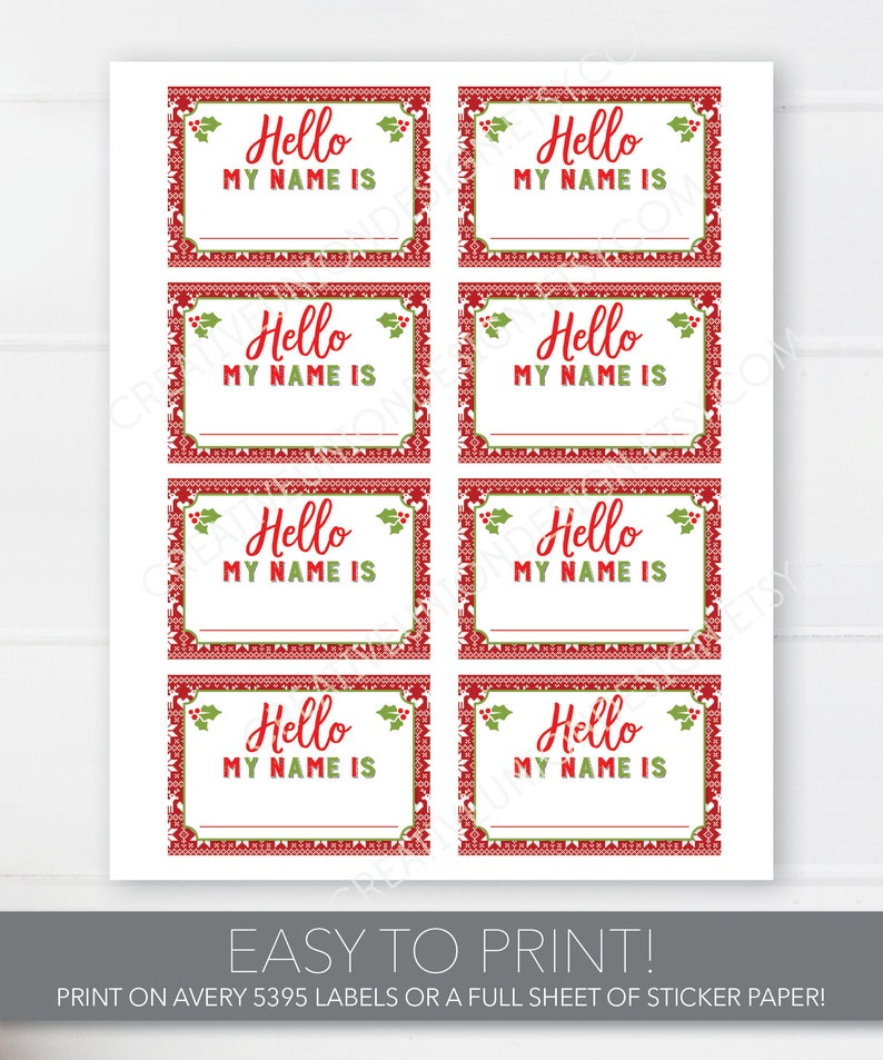 Ugly Sweater Party Printable Name Tags - Name Tags - Ugly Christmas ...