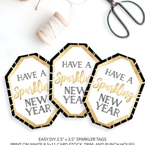New Years Eve Sparkler Tags - New Year's Eve Decorations - Printable ...