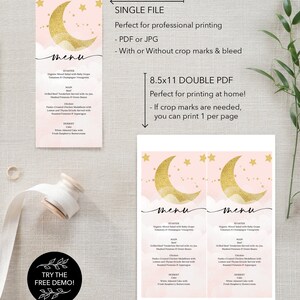 Over the Moon Baby Shower Menu Template, Printable Menu, Editable Menu ...