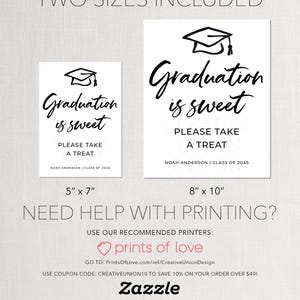 Graduation is Sweet Table Sign Template Printable Graduation Party Sign ...