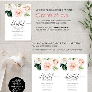 Bridal Shower Bundle, Bridal Shower Invite, Floral Bridal Shower ...