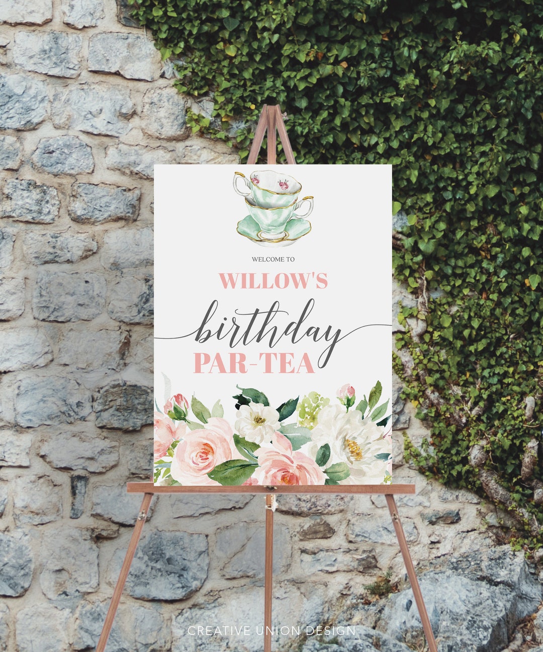 Tea Party Editable Birthday Party Welcome Sign Template, Welcome ...