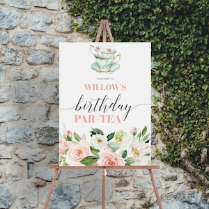 Tea Party Editable Birthday Party Welcome Sign Template, Welcome ...